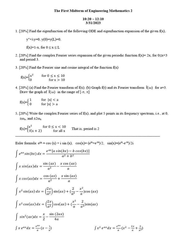 First Midterm 2023 Spring | PDF | Signal Processing | Applied Mathematics