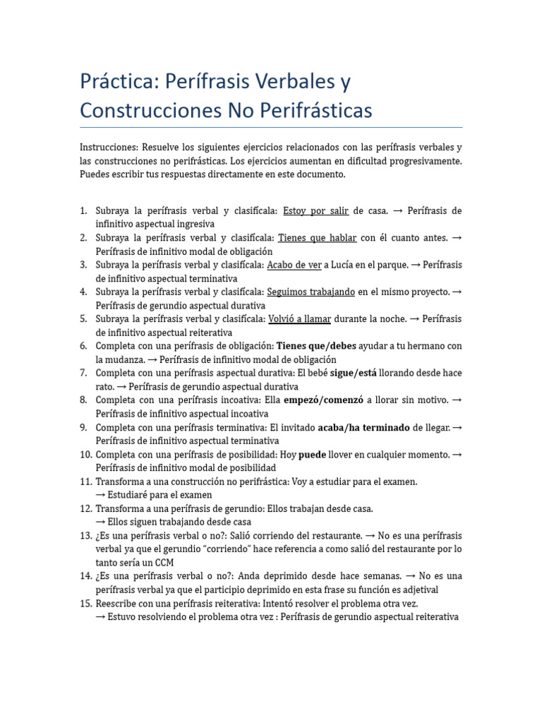 Perifrasis_Ejercicios_Practica.docx | PDF | Gramática | Mecánica del lenguaje