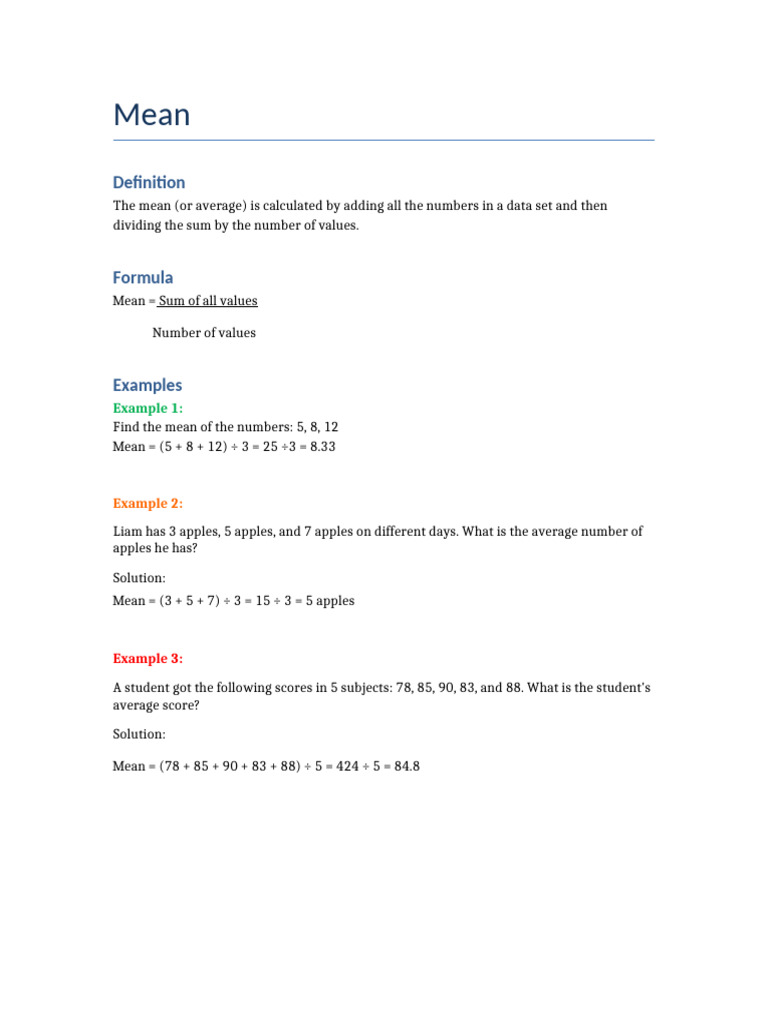 Mean | PDF
