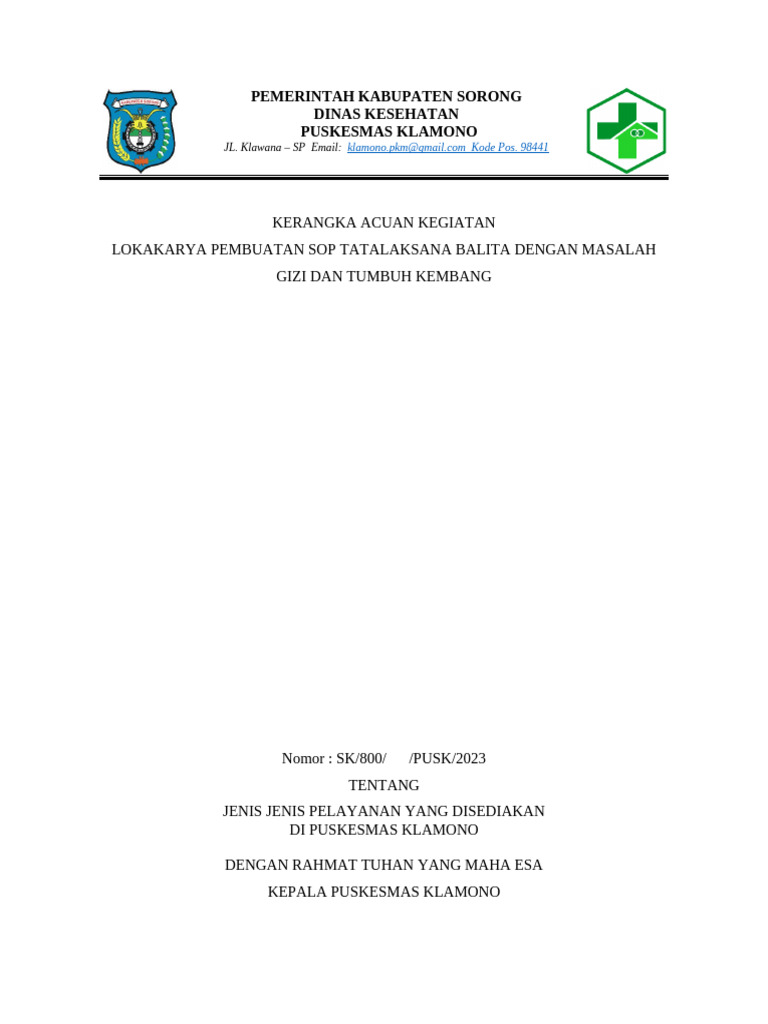 SK Tentang Jenis-Jenis Pelayanan | PDF