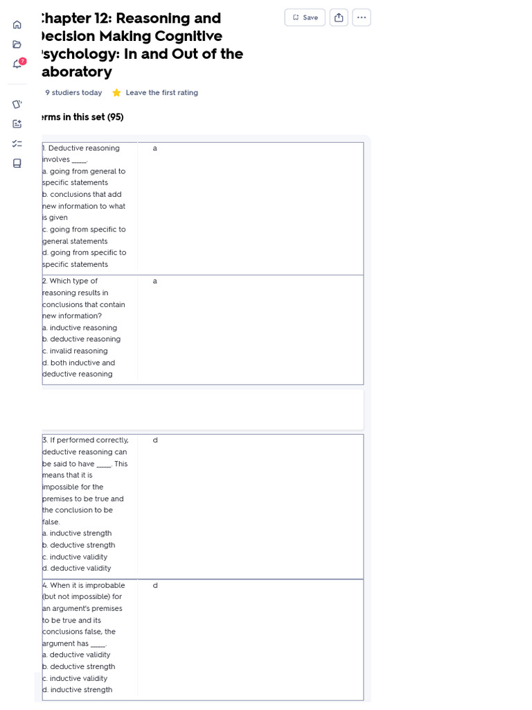 Wk xx Reasoning and Decision Making Cognitive Psychology-Quizlet | PDF | Deductive Reasoning ...