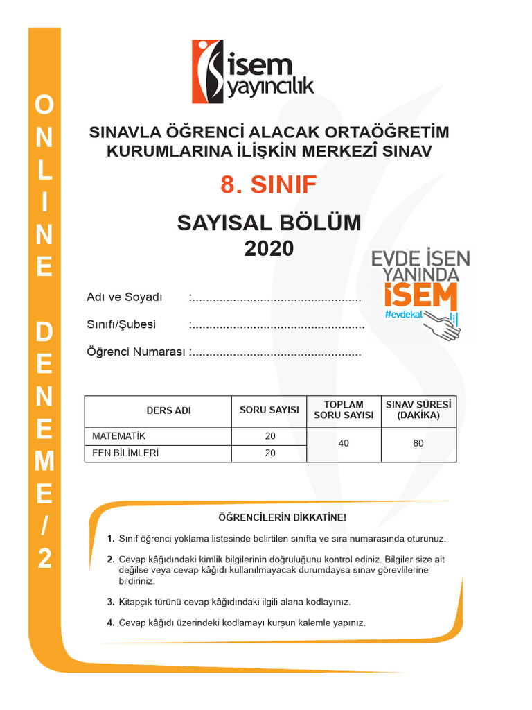 Isem-Yayincilik-LGS-8.Sinif-Turkiye-Geneli-Online-Deneme-2-1-pdf.io-2SAYISAL-3 | PDF