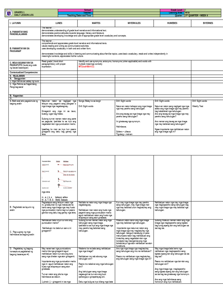 DLL - MTB 1 - Q3 - W4 | PDF