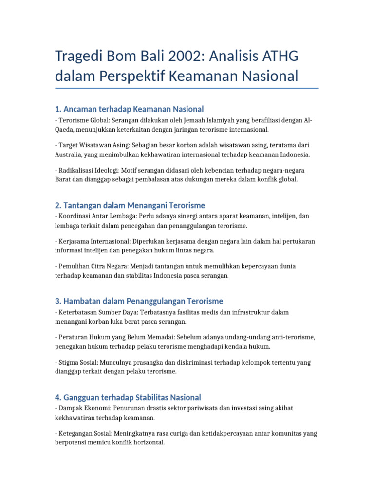 Tragedi Bom Bali 2002 ATHG | PDF