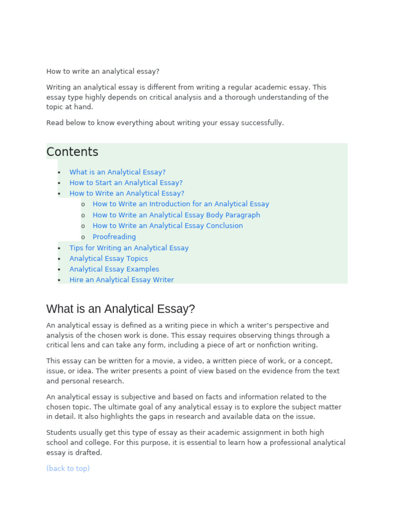 How To Write An Analytical Essay | PDF | Essays | Brainstorming