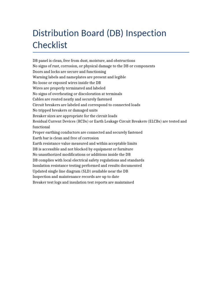 DB Inspection Checklist | PDF