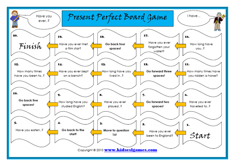 Present Perfect Template 1 Board Game | PDF
