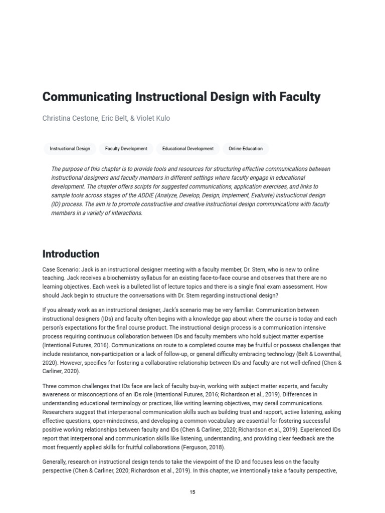 Effective Communication in Instructional Design | PDF | Instructional ...
