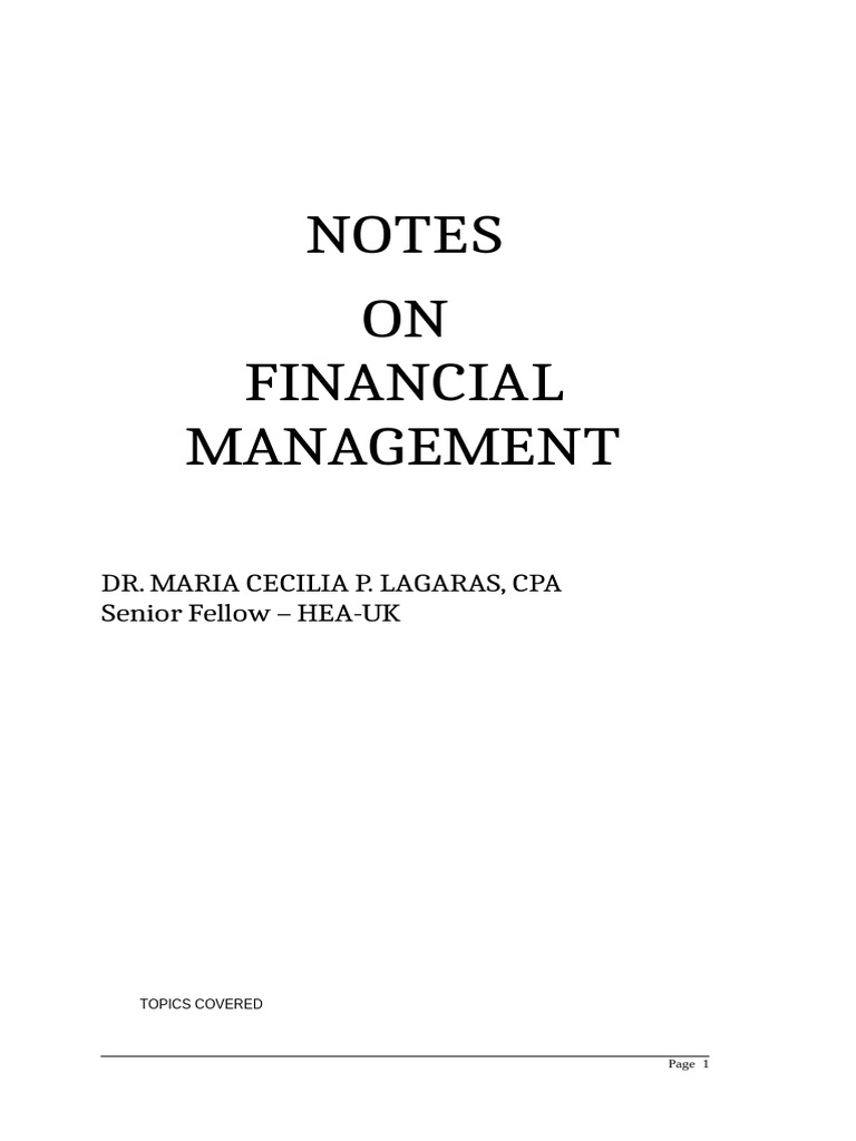 Notes of Financial Management | PDF | Securities (Finance) | Cash Flow ...