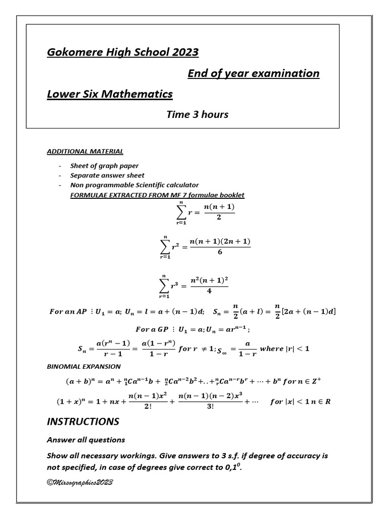 Gokomere High School 2023 | PDF | Factorization | Applied Mathematics