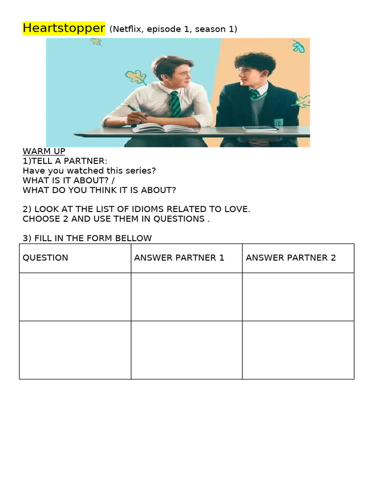 Heartstopper Episode 1 Discussion Guide | PDF