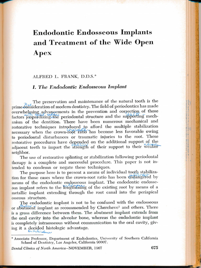 Endodontic Endosseous Implants and Treatment of The Wide Open Apex ...