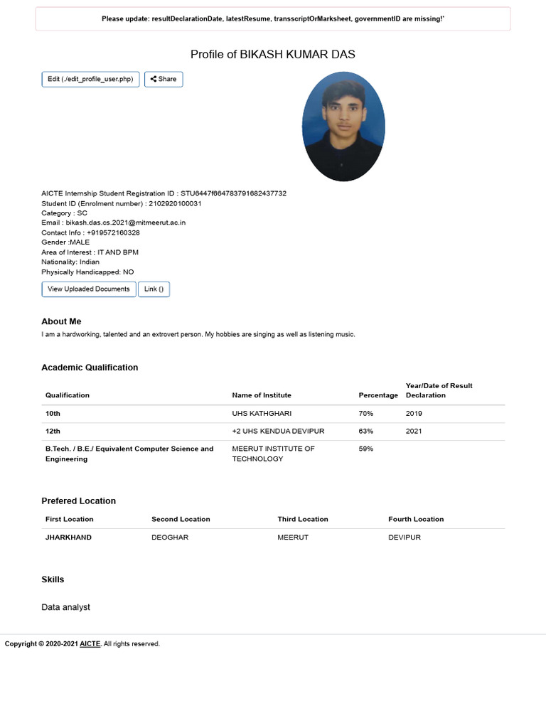 AICTE Internship Enterprise Portal - Learning by Doing. 1 Crore ...