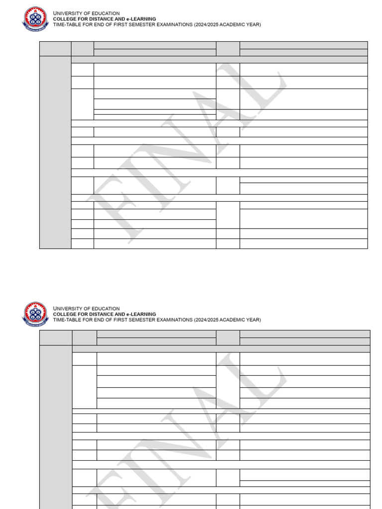 UEW-CODeL END OF 1ST SEMESTER EXAMINATION - APRIL - MAY - 2025-2 | PDF ...