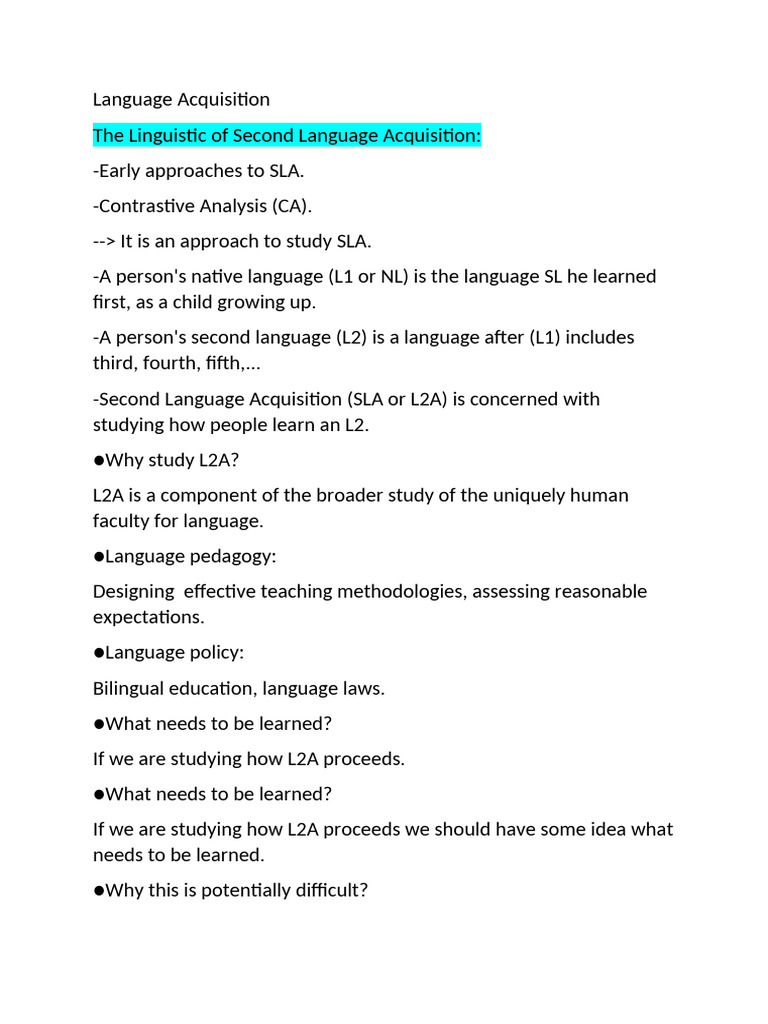 Language Acquisition | PDF