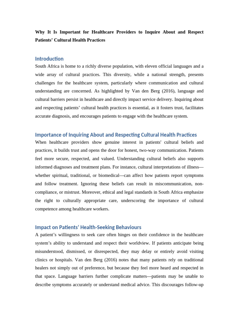 Cultural Respect in Healthcare Tasha | PDF | Health Care | Patient