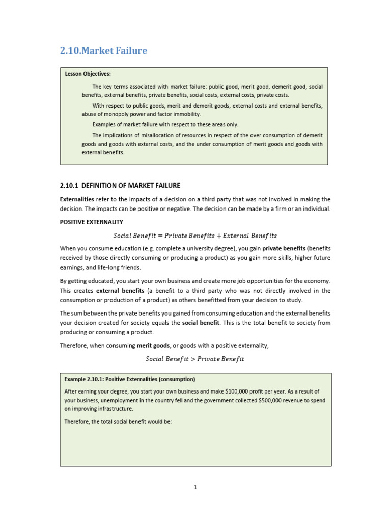 Understanding Market Failure and Externalities | PDF | Cost Of Living ...