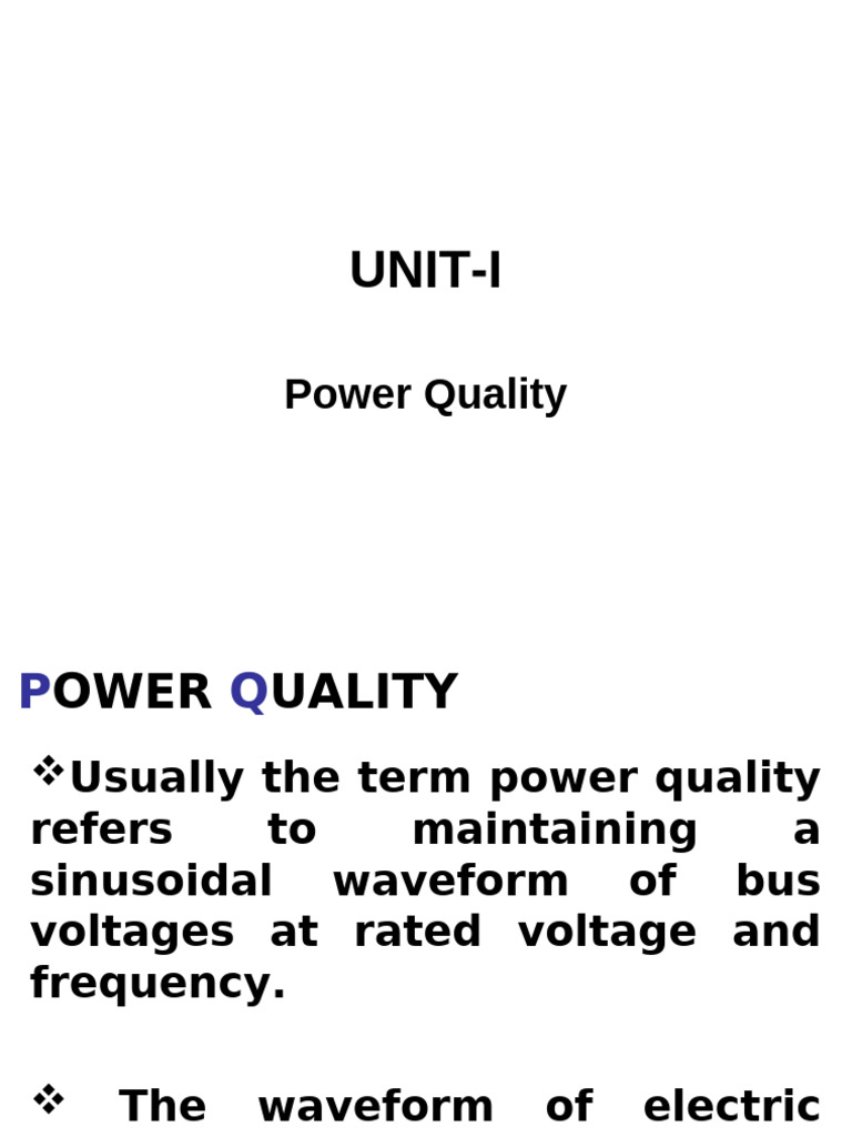 POWER QUALITY Unit 1 | PDF | Electricity | Power (Physics)