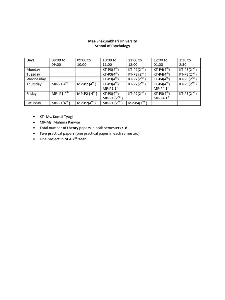 Time Table 2nd and 4th Sem | PDF