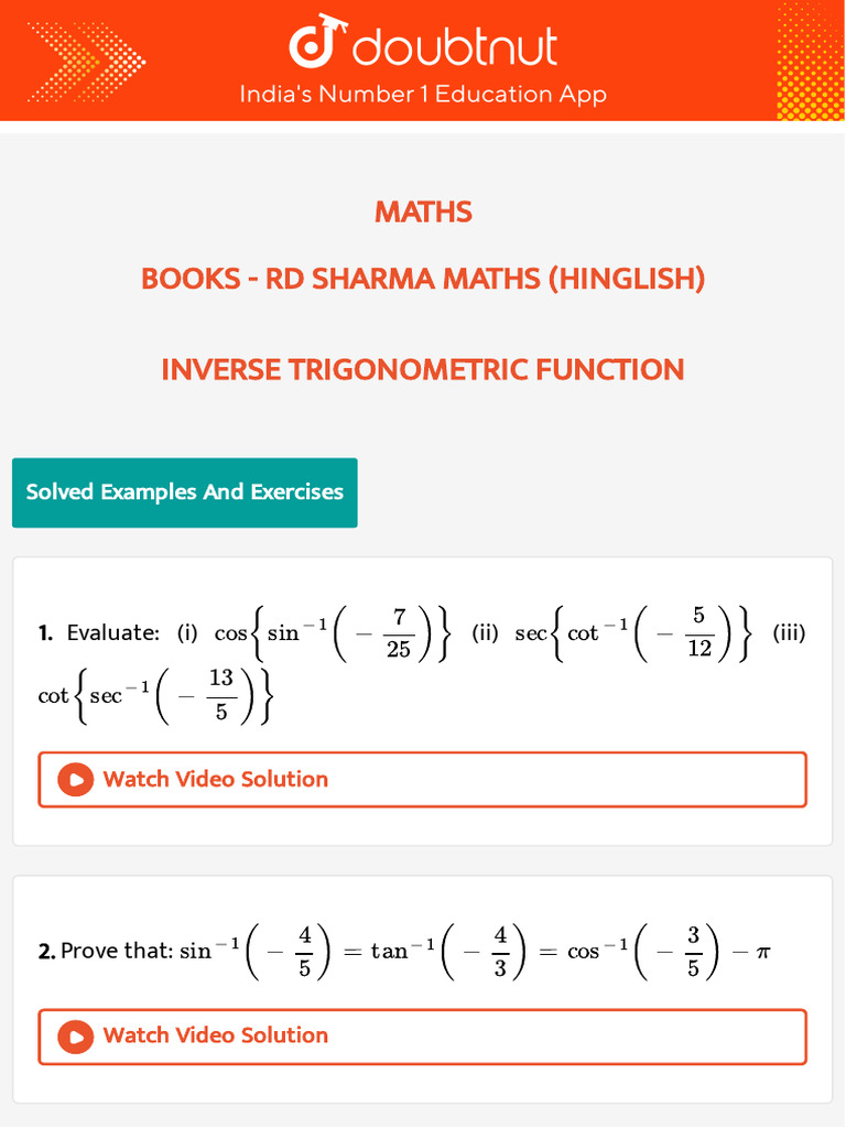Books Doubtnut Question Bank | PDF | Trigonometric Functions ...