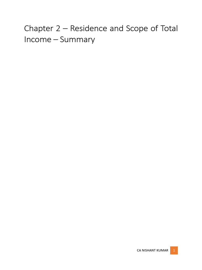 Chapter 2 - Residence and Scope of Total Income | PDF | Capital Gains ...