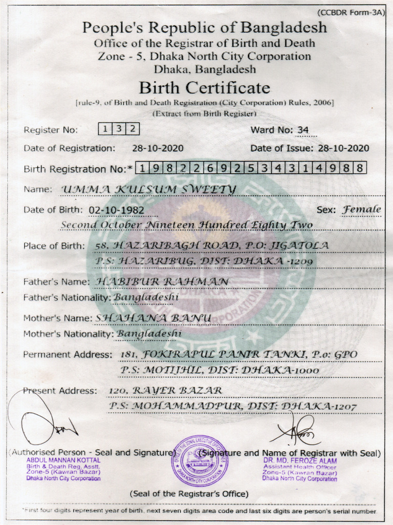 BIRTH Cartificate | PDF