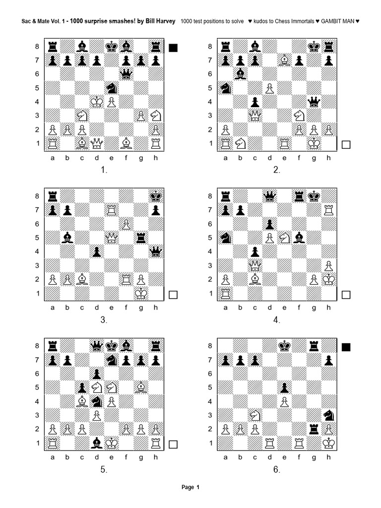1000 Surprise Smashes! by Bill Harvey: Sac & Mate Vol. 1 | PDF | Chess ...