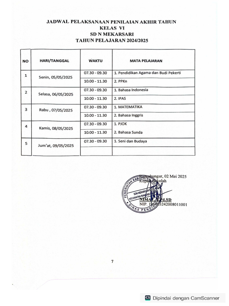 Jadwal PAT | PDF