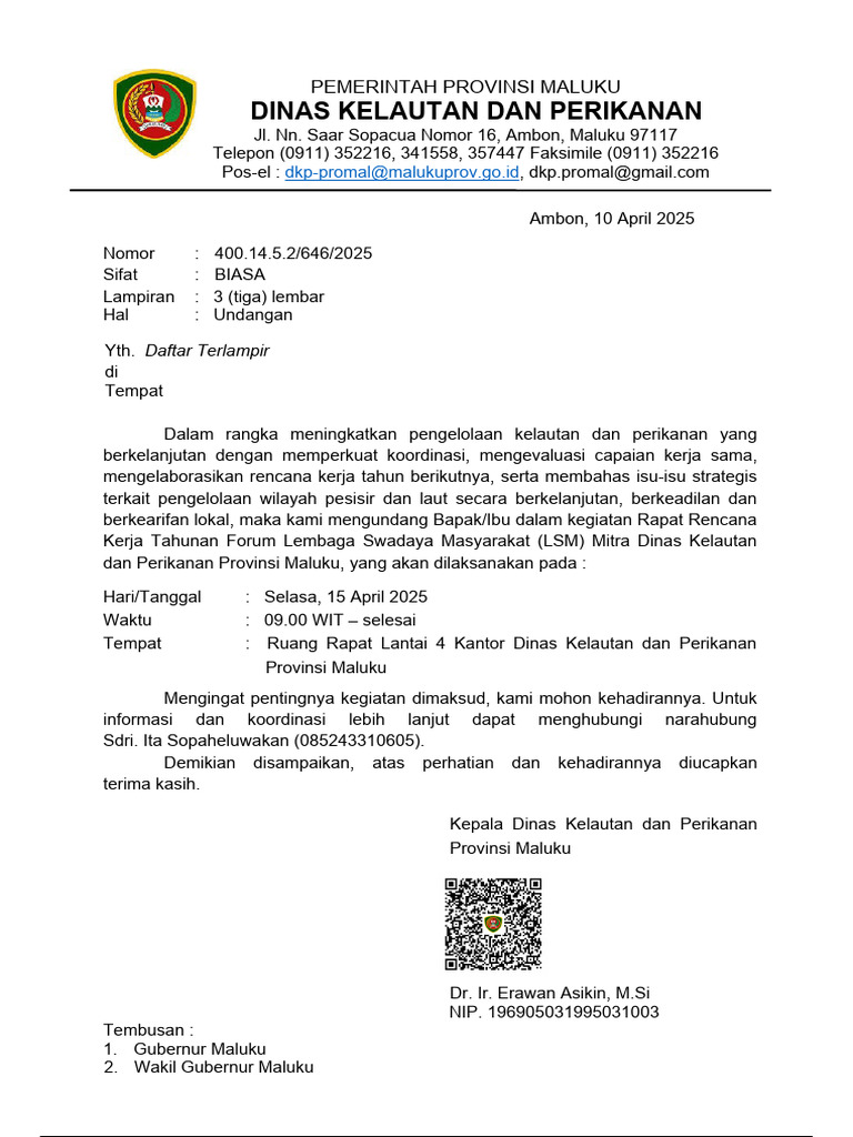 Surat Undangan RKT Forum LSM Mitra DKP 15 April 2025 OK | PDF