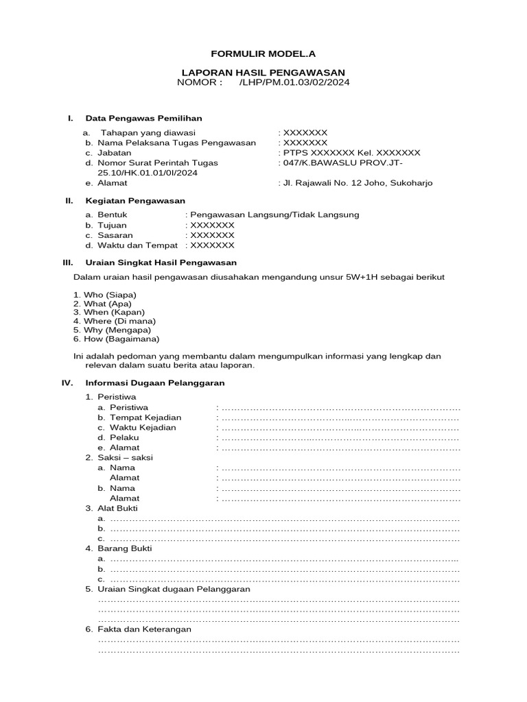 Form A - Kosong | PDF