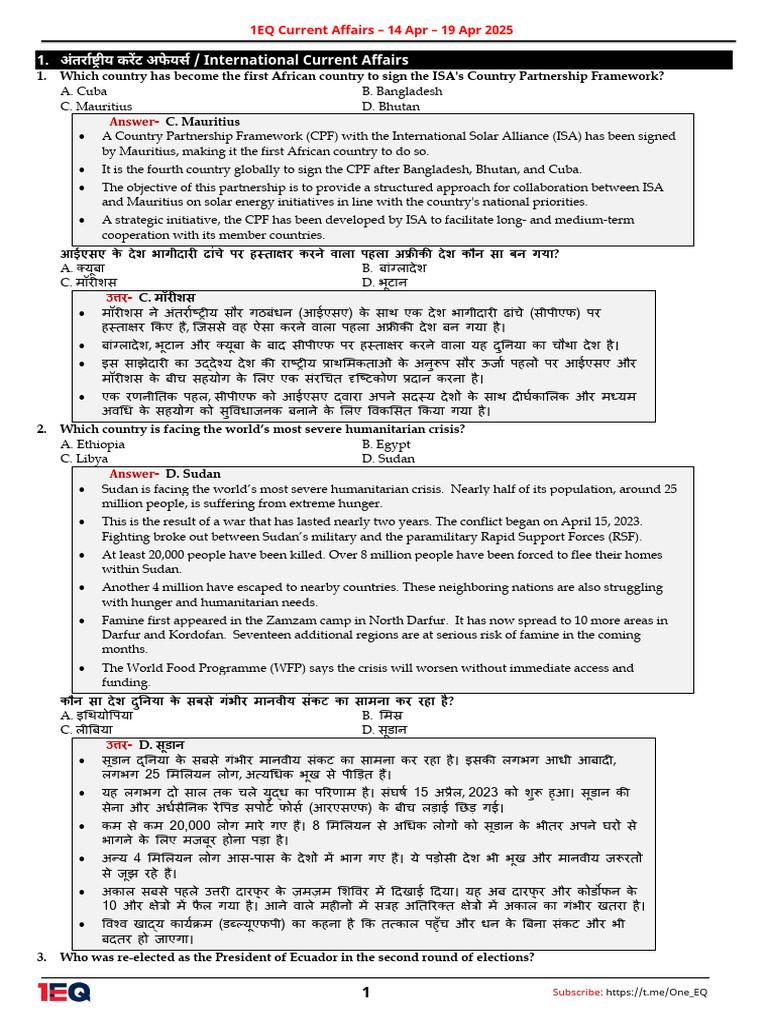 14 Apr - 19 Apr Weekly CA 2025 | PDF