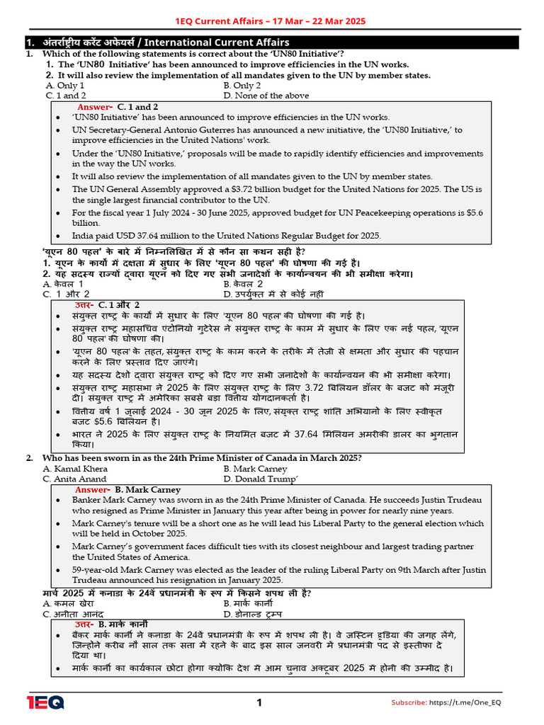 17 Mar - 22 Mar Weekly CA 2025 | PDF