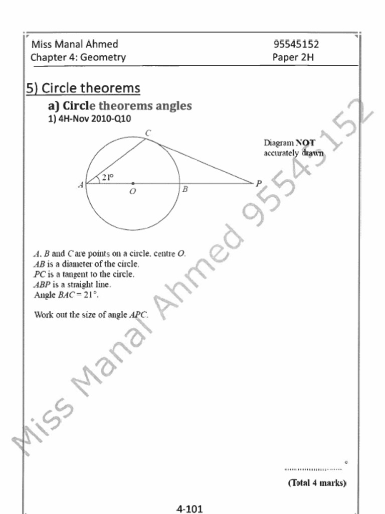 Circle Theorems Angles000 | PDF