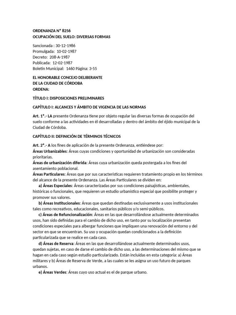 ORDENANZA #8256 Normativas Codigo Cordoba Capital | PDF | edificio | Planificación urbana