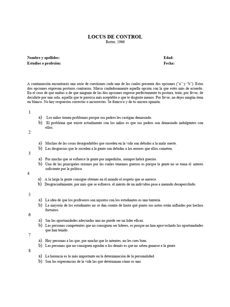 Locus Control Respuestas Paola | PDF