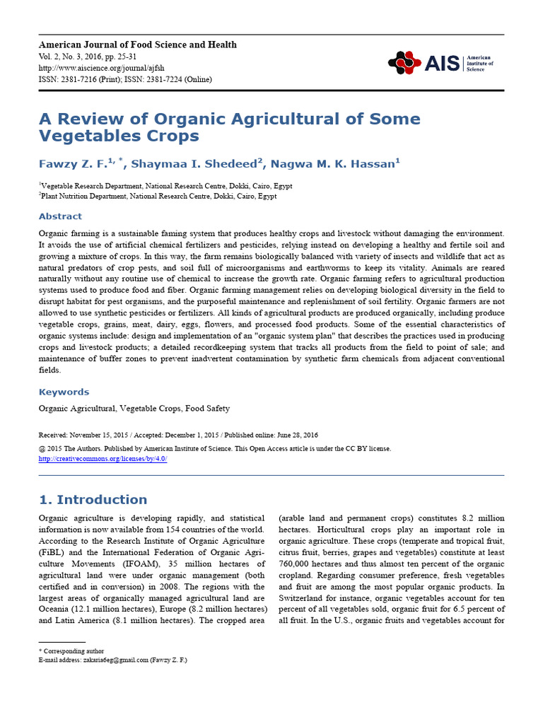 A Review of Organic Agricultural of Some | PDF | Organic Farming ...