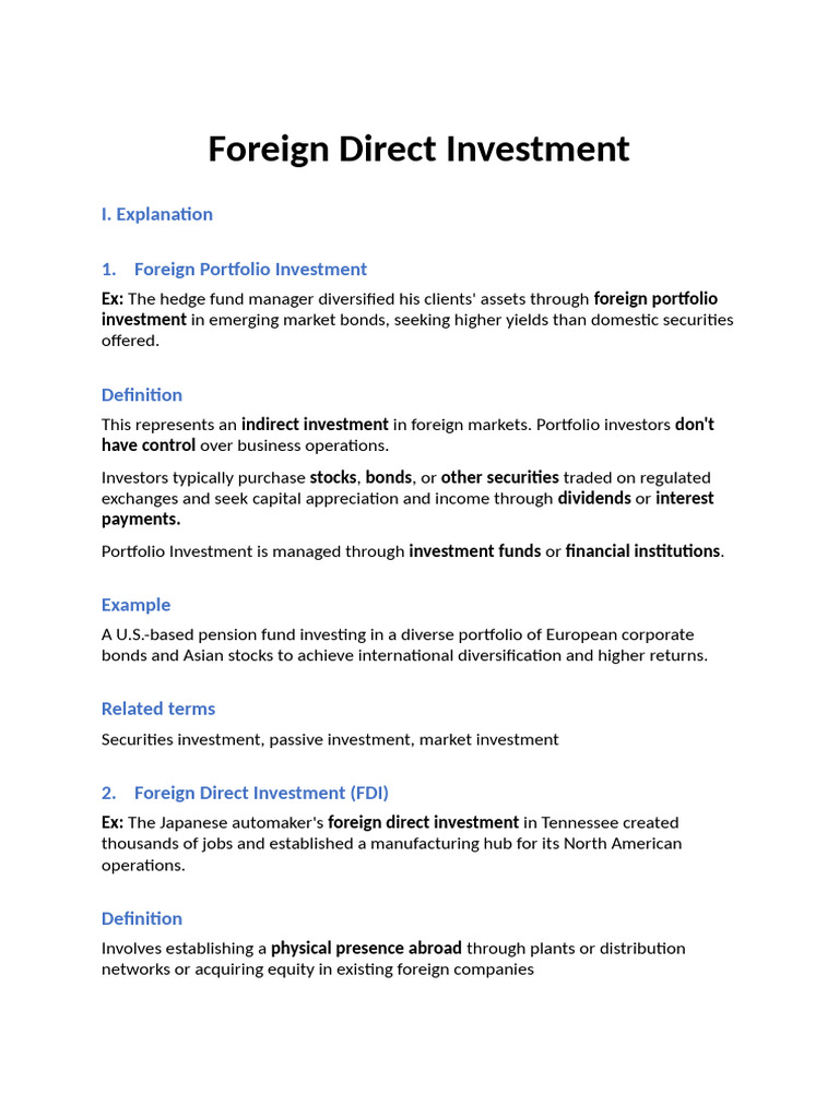 Foreign Direct Investment | PDF | Foreign Direct Investment | Investing