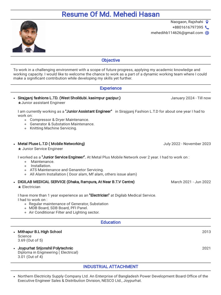 Resume of Mehedi Hasan (4) | PDF | Bangladesh