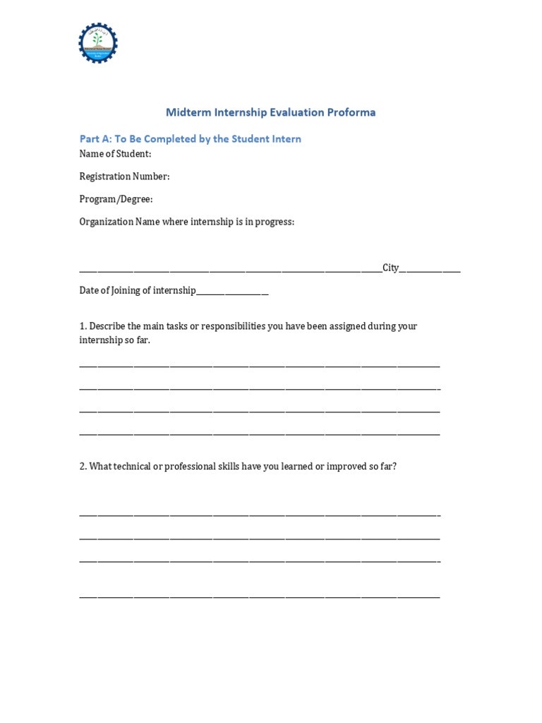 Midterm_Internship_Evaluation_Proforma | PDF | Social Psychology ...