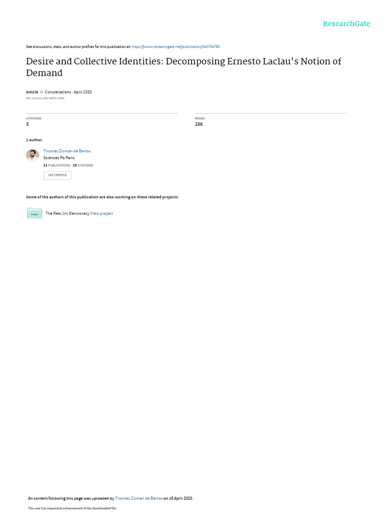 Desireand Collective Identities | PDF | Jacques Lacan | Psychoanalysis