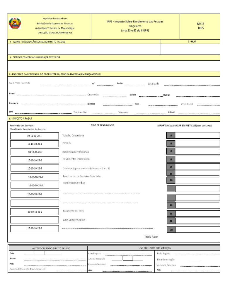 Modelo 19 IRPS | PDF
