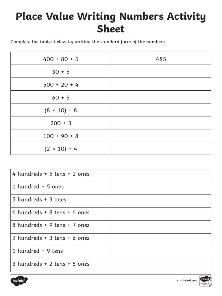 au-t2-m-2391-writing-numbers-in-standard-form-100s-activity-sheet | PDF