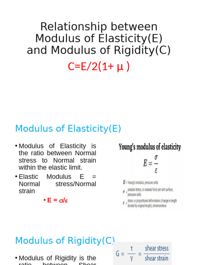 Relationship Between Modulus of Elasticity (E) | PDF