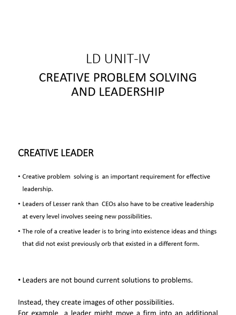 Final Class LD Unit-IV FM III Yr | PDF | Creativity | Brainstorming