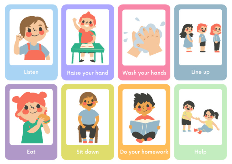 English Routines Classroom Rules Flashcards_20250402_141933_0000 | PDF