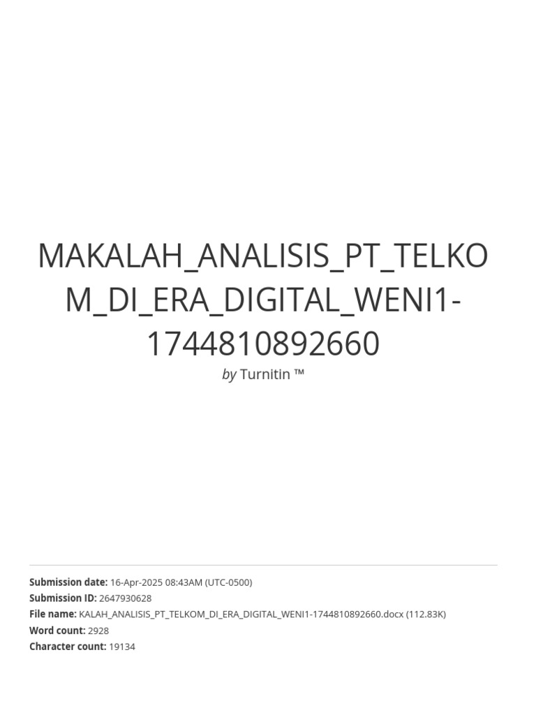 Makalah Analisis PT Telkom Di Era Digital Weni1-1744810892660 | PDF