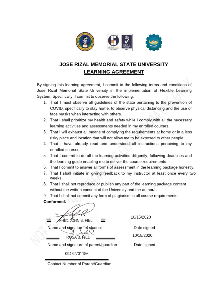 LEARNING AGREEMENT | PDF