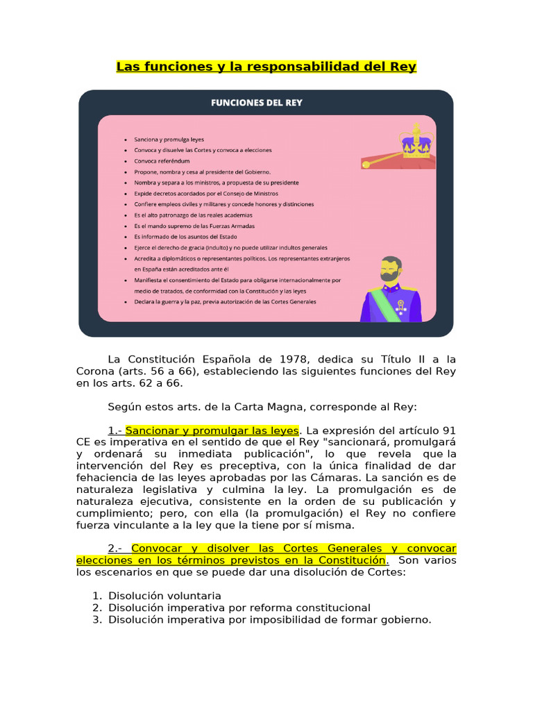 05.- Las funciones y la responsabilidad del Rey | PDF | Cortes ...