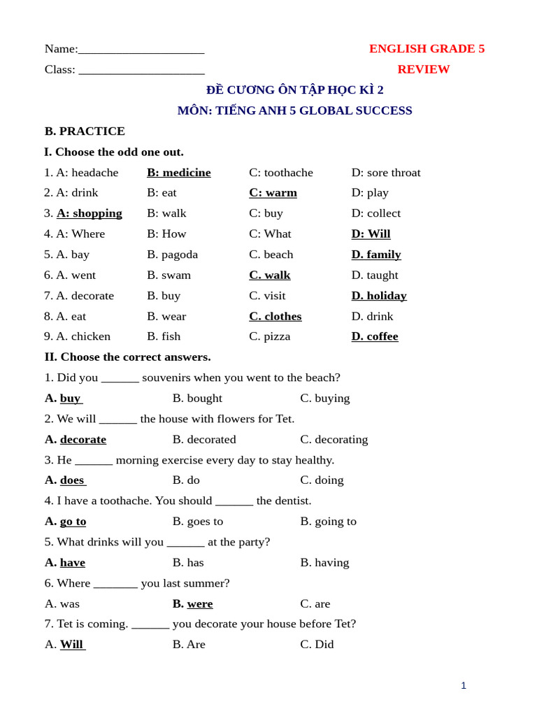 ĐỀ CƯƠNG GS5-CKÌ 2 | PDF | Foods