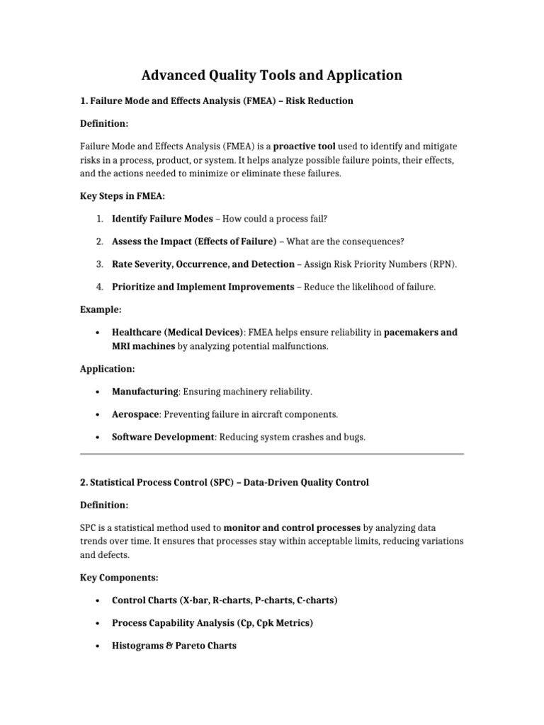 Advanced Quality Tools | PDF | Six Sigma | Lean Manufacturing